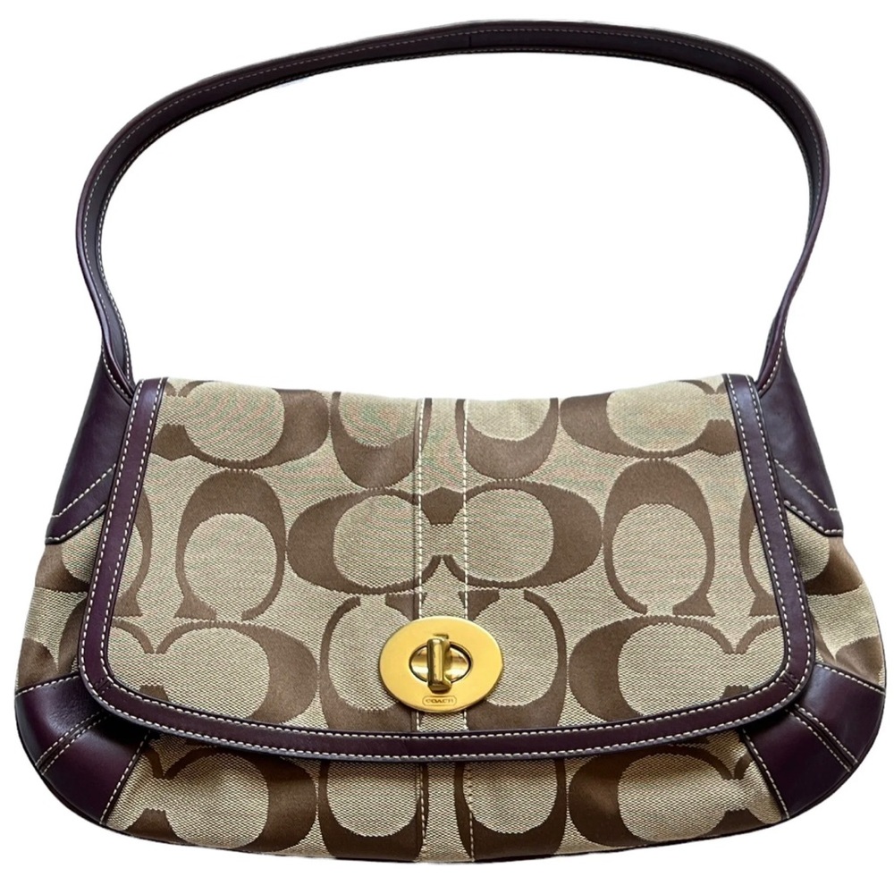 Genuine Coach Signature Leather Canvas Shoulder Hand … - Gem